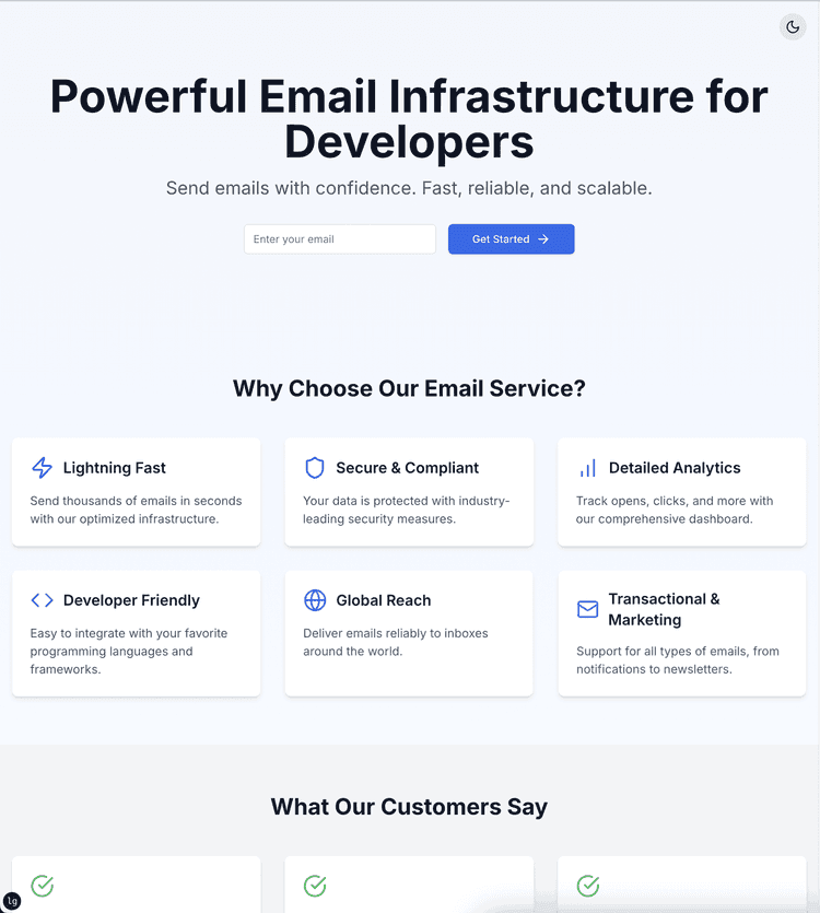 Email Landing Page of BuouUI | BuouUI