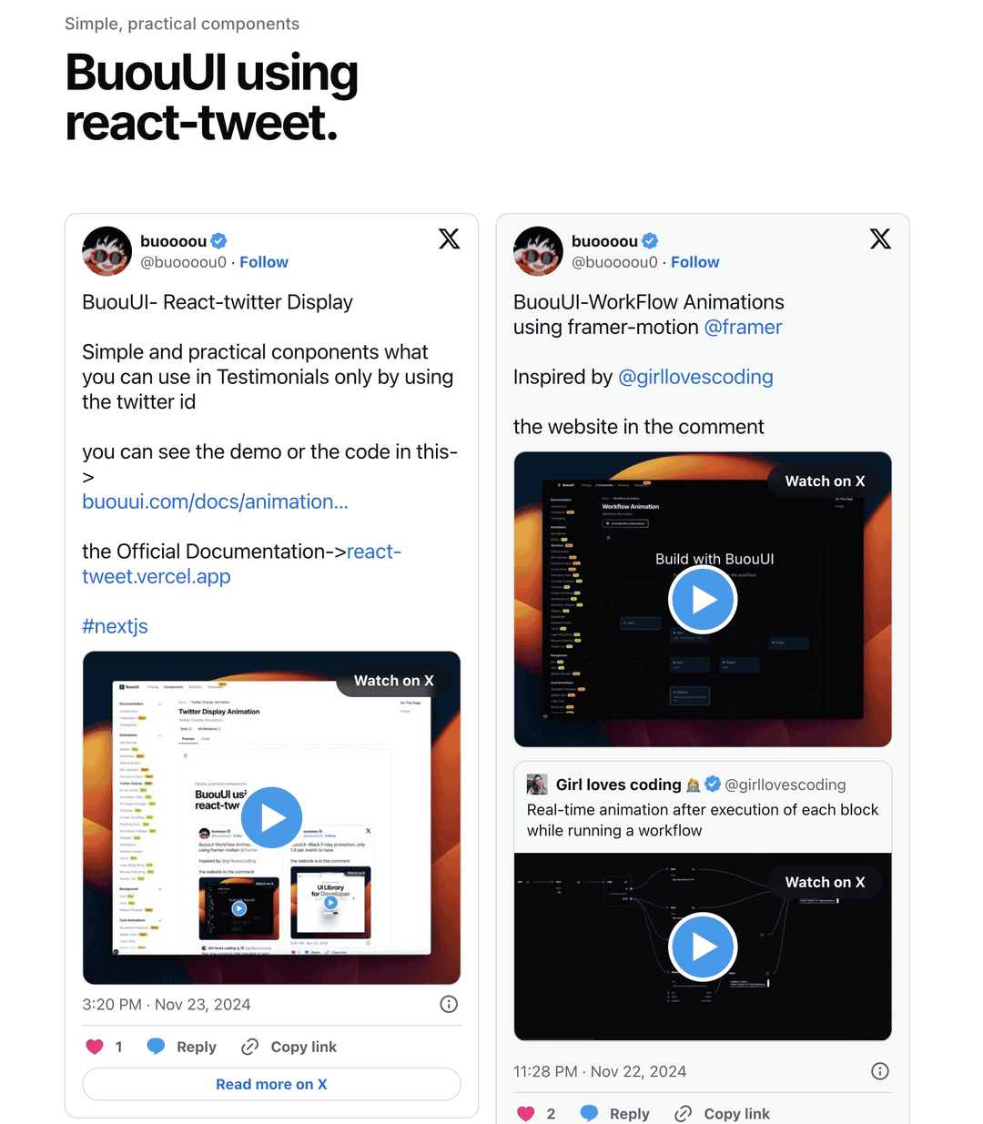 Animations UI library Preview | BuouUI