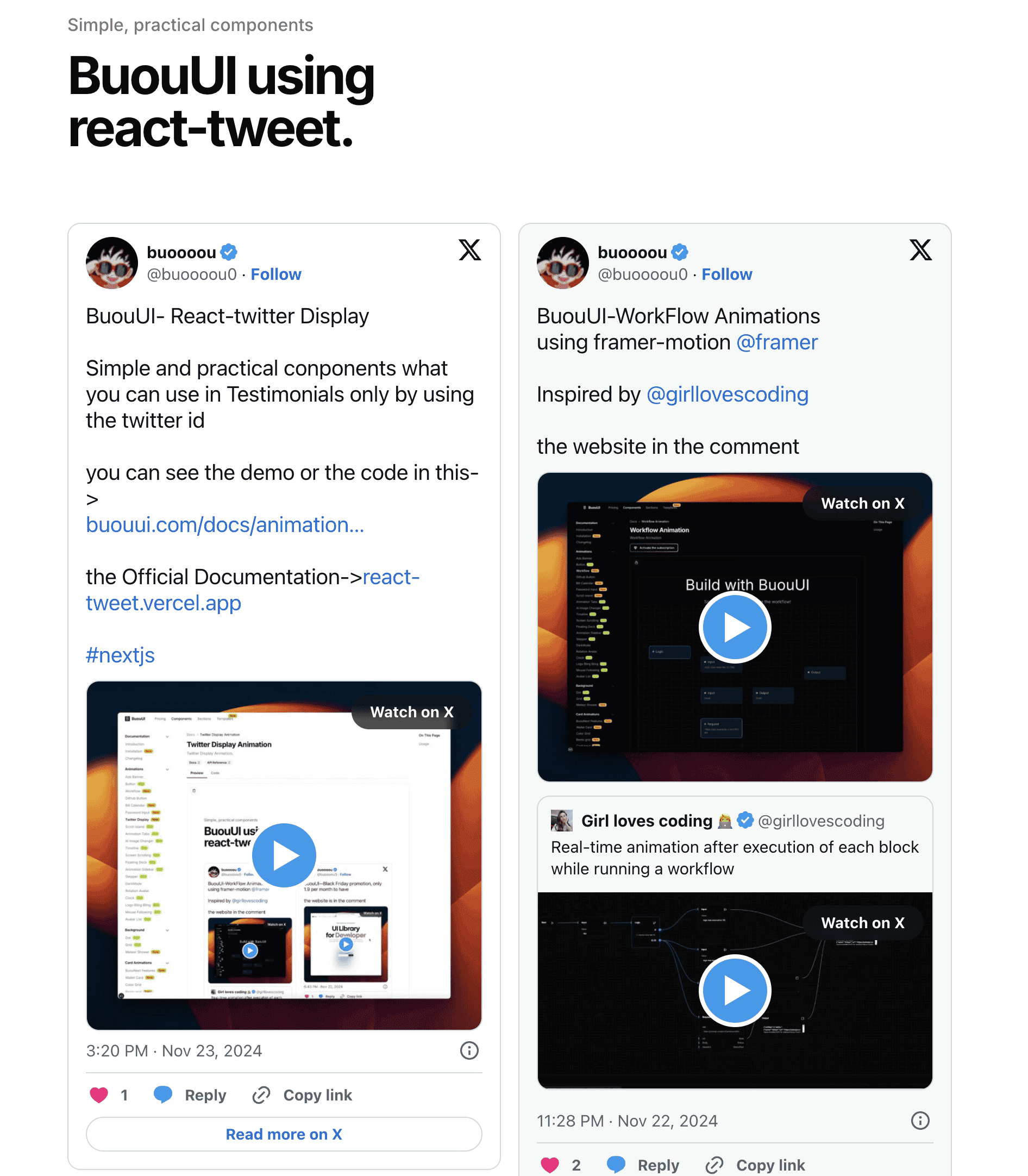Animations UI library Preview | BuouUI